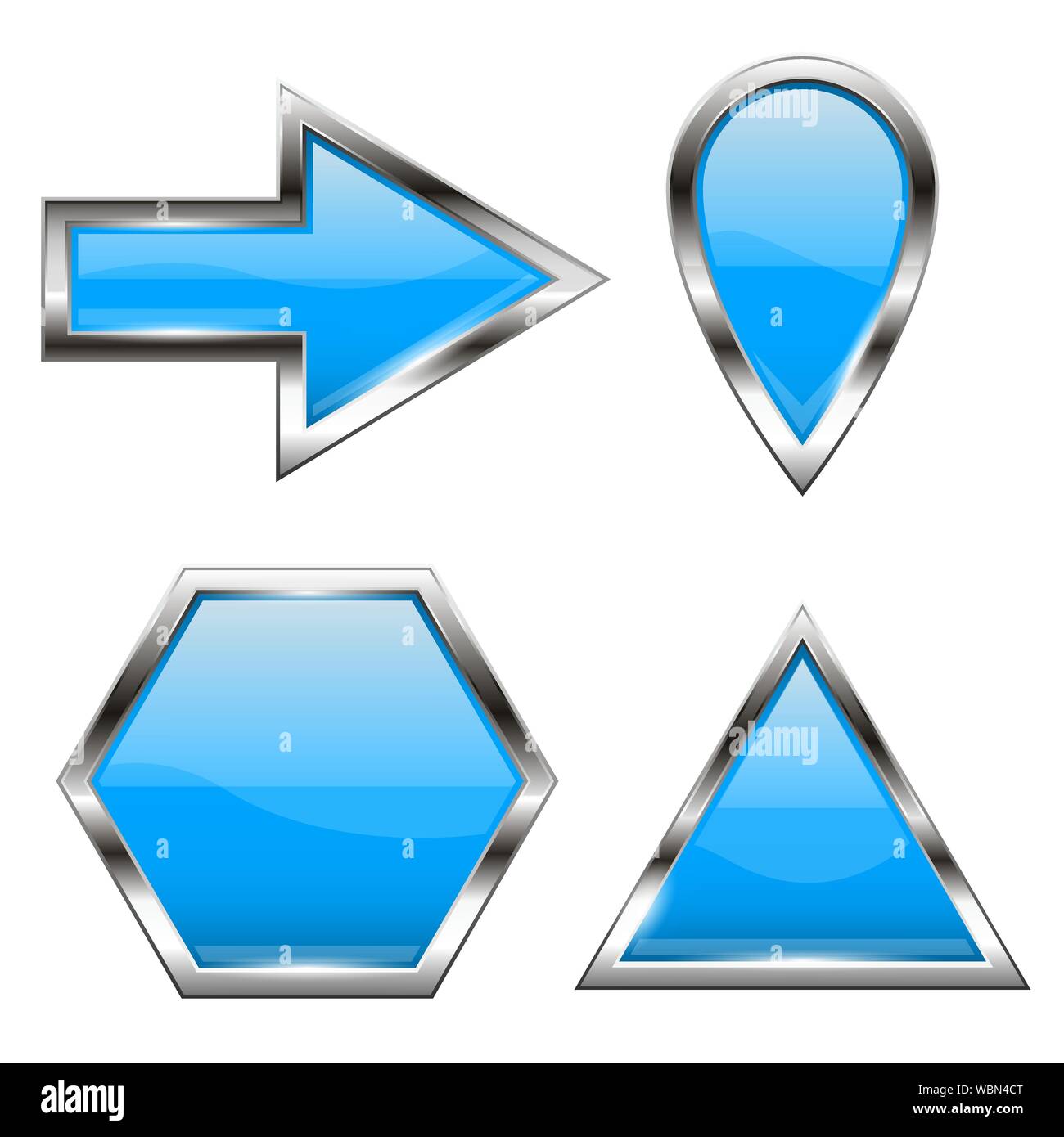 Blue shiny web icons with metal frame Stock Vector Image & Art - Alamy