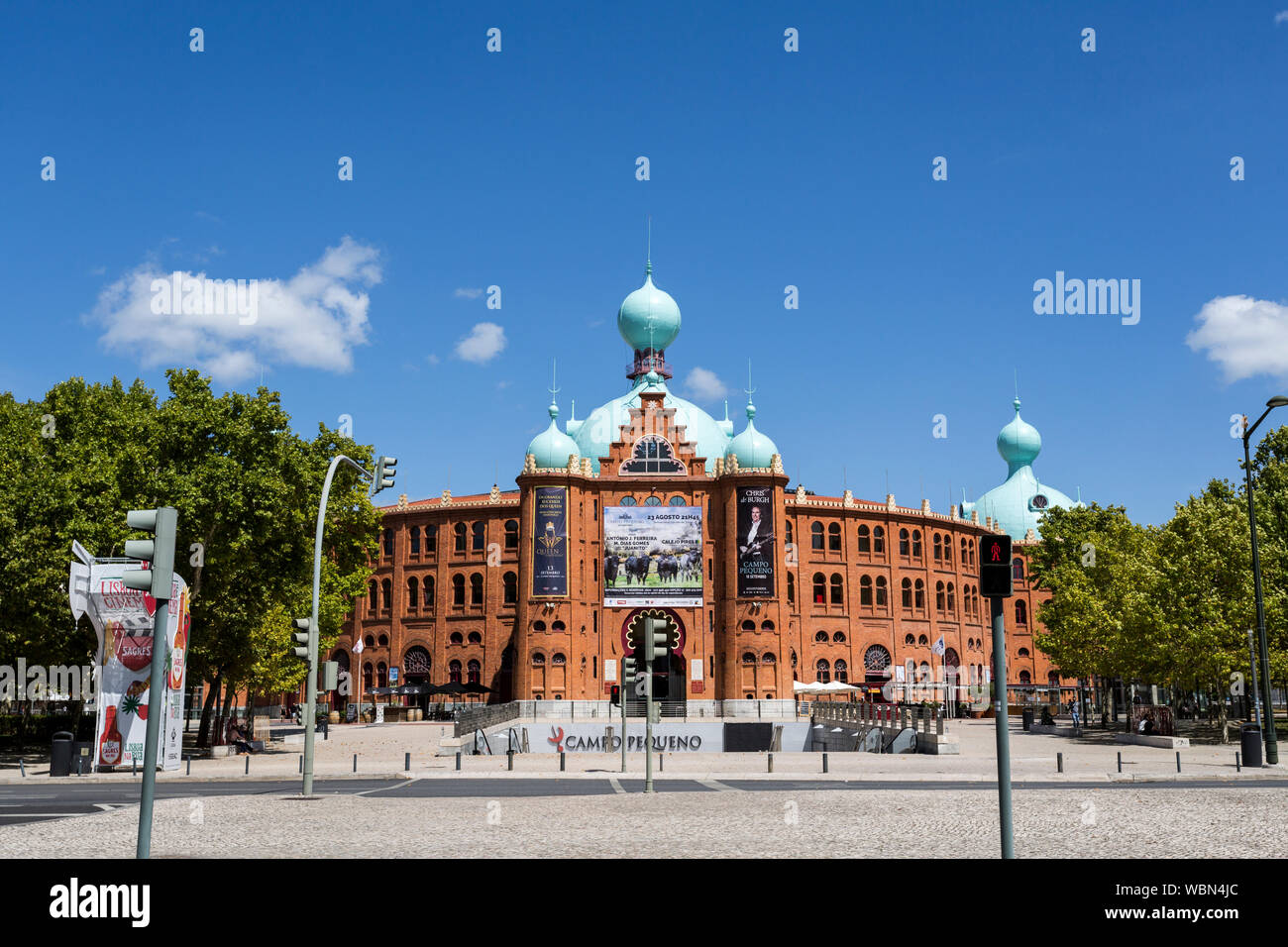 Facade of the famous Campo Pequeno bullring of Lisbon, Portugal, built ...