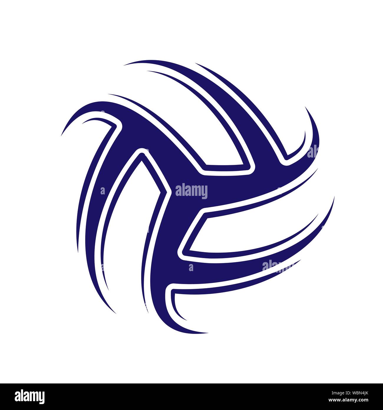 Blue abstract volleyball symbol isolated on white background Stock ...