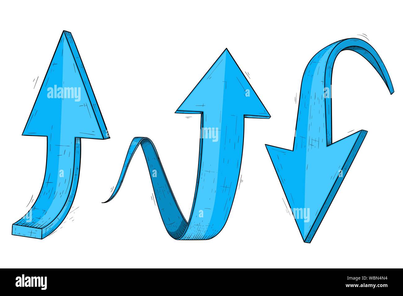 Up and Down blue arrows. Hand drawn sketch Stock Vector Image & Art - Alamy
