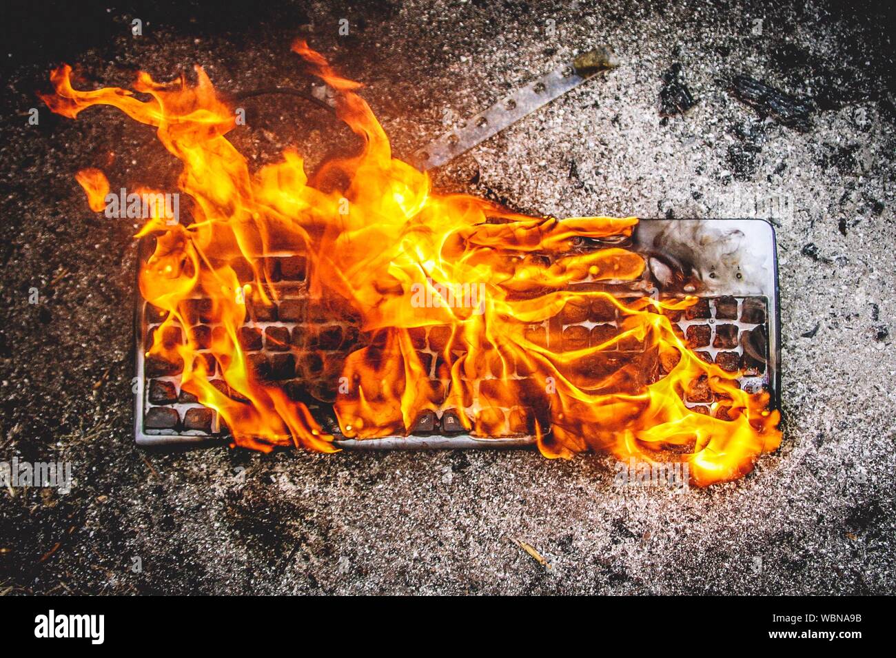 Keyboard computer fire burning hi-res stock photography and images - Alamy