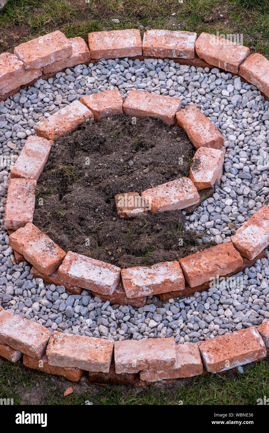 spiral herb garden with soil and pebbles, close up Stock Photo - Alamy