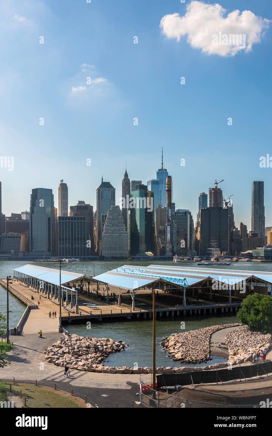 Pier 2 Brooklyn, view in summer of Pier 2 along the East River ...
