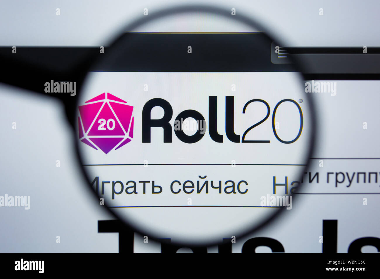 Los Angeles, California, USA - 21 Jule 2019: Illustrative Editorial of ROLL20 website homepage ...