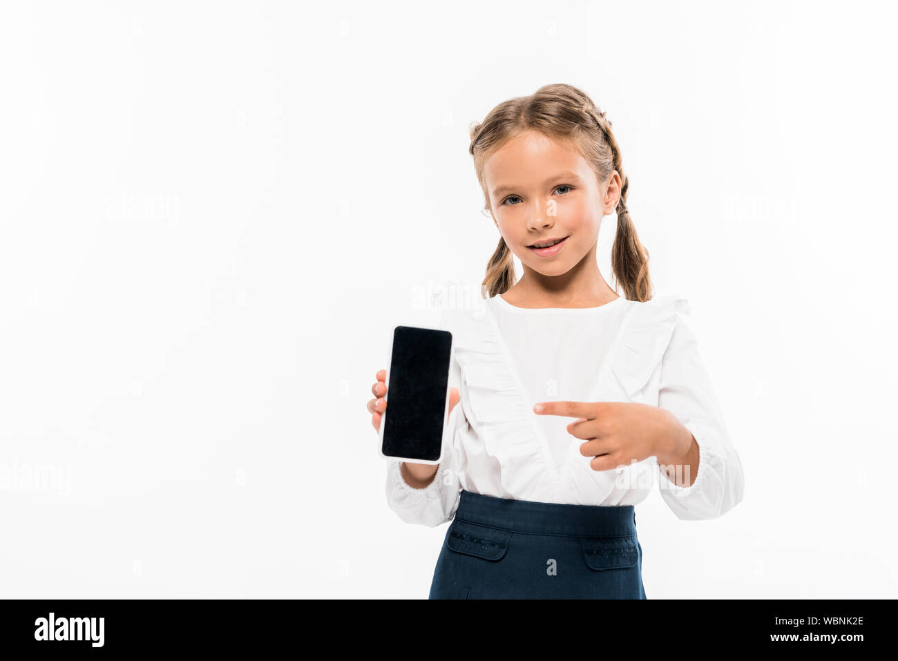 Girl pointing finger on screen hi-res stock photography and images - Alamy