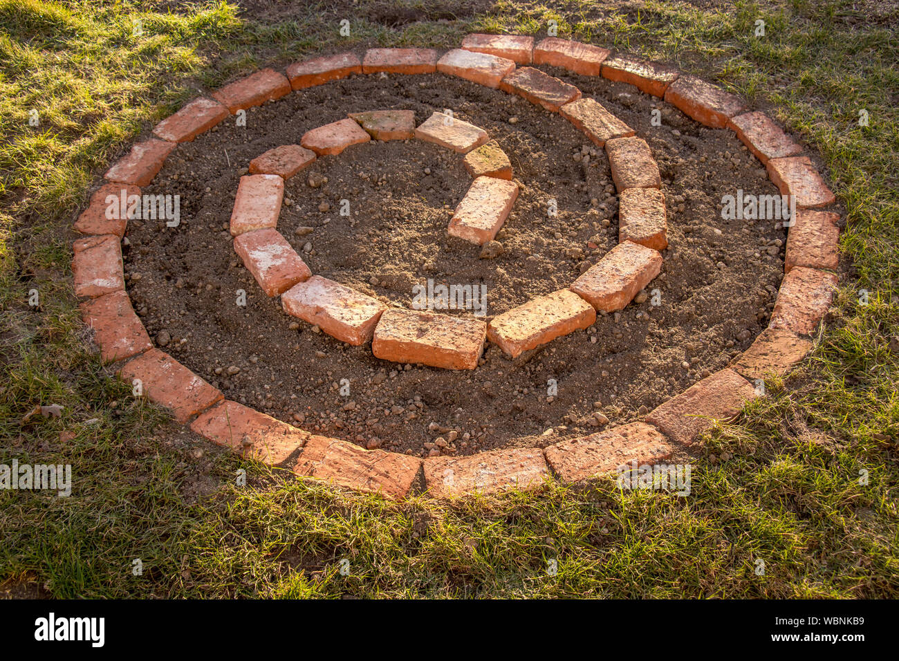 building herbal spiral first layer completed Stock Photo - Alamy