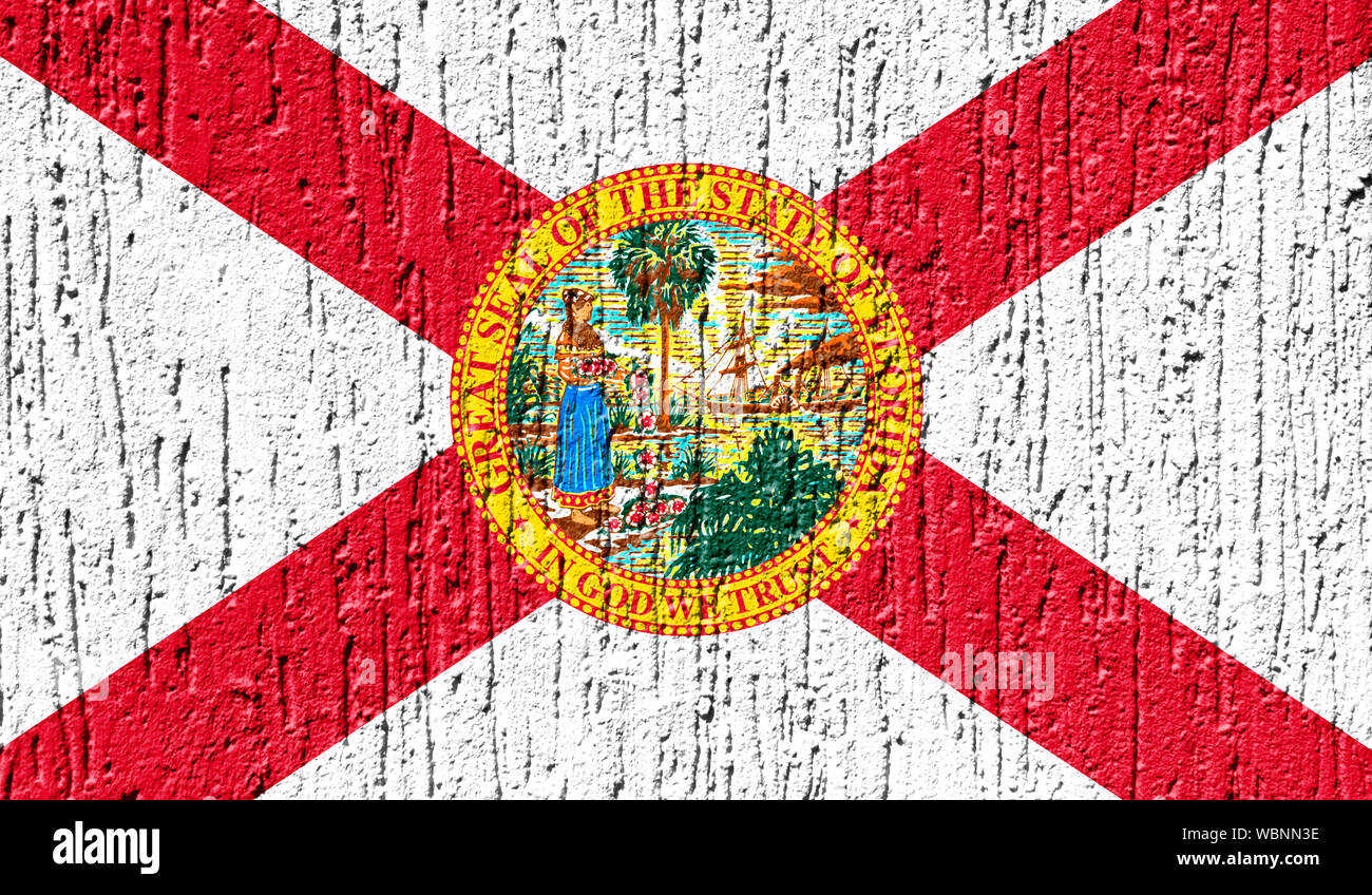 Flag State of Florida close up painted on a cracked wall Stock Photo ...