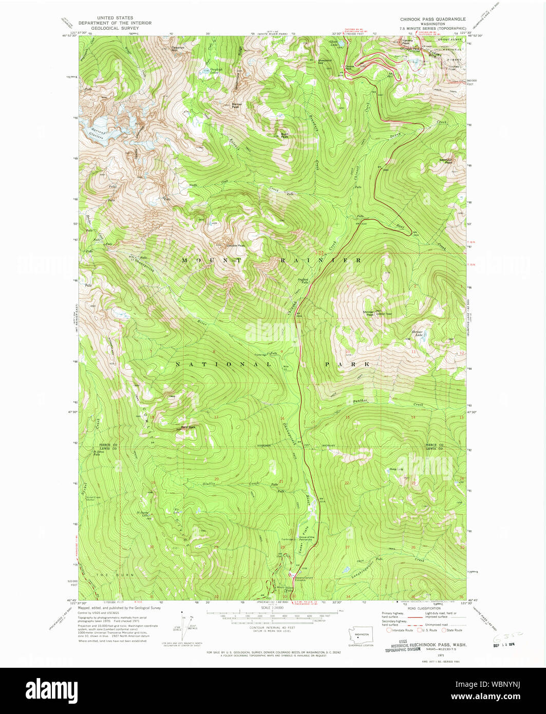 USGS Topo Map Washington State WA Chinook Pass 240493 1971 24000 ...