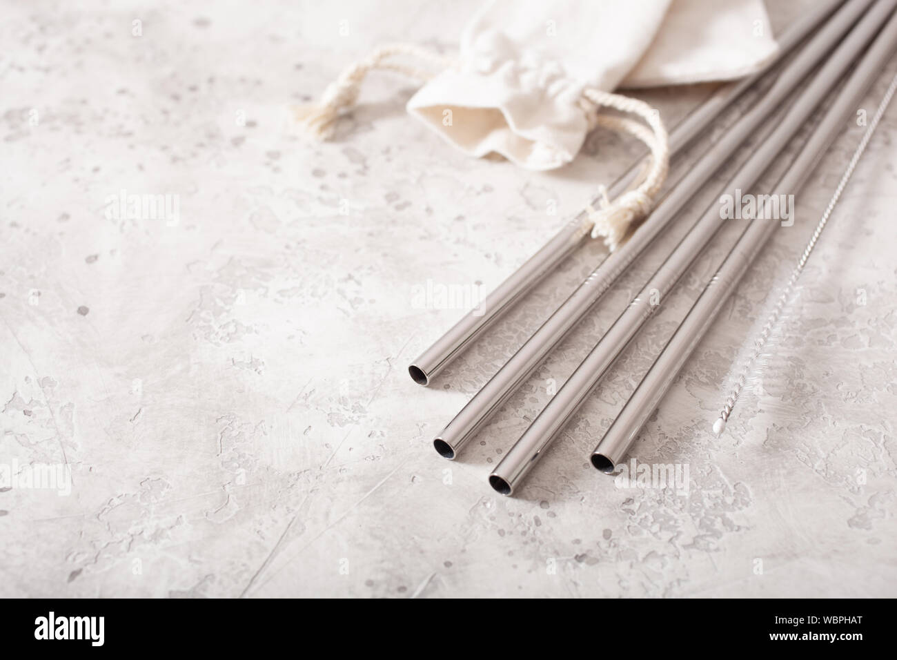 eco-friendly reusable metal drinking straw. zero waste concept Stock ...