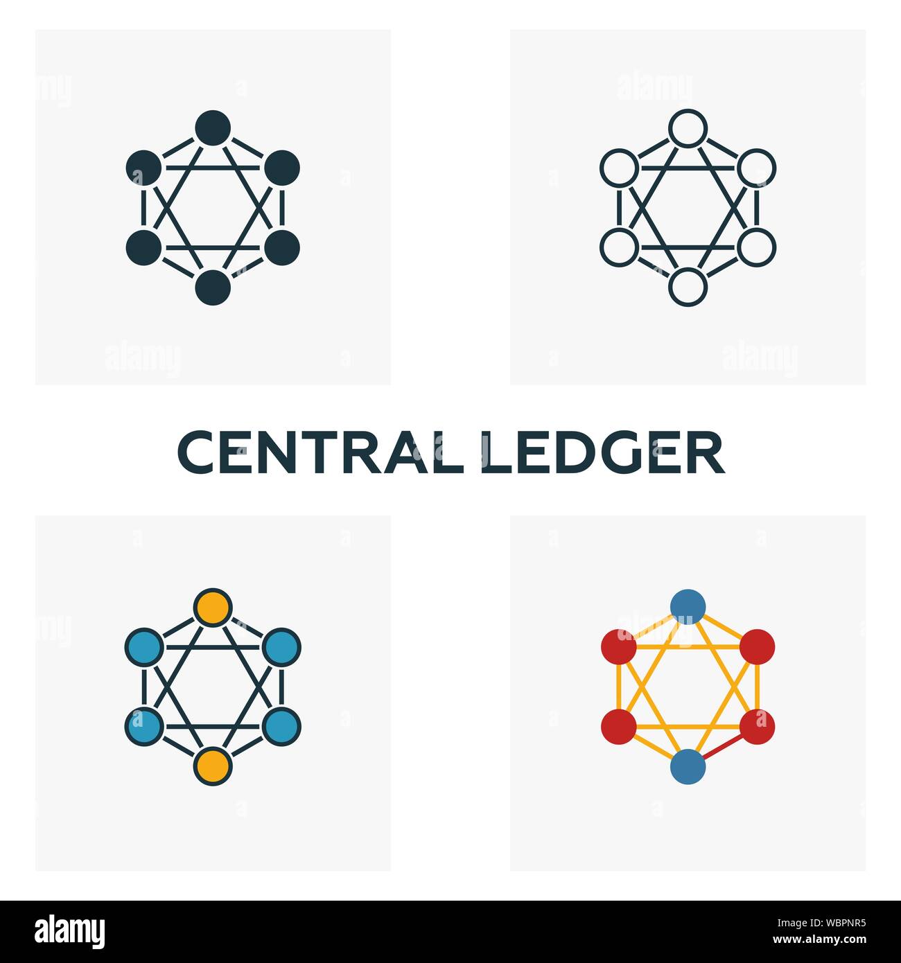 Central Ledger icon set. Four elements in diferent styles from ...