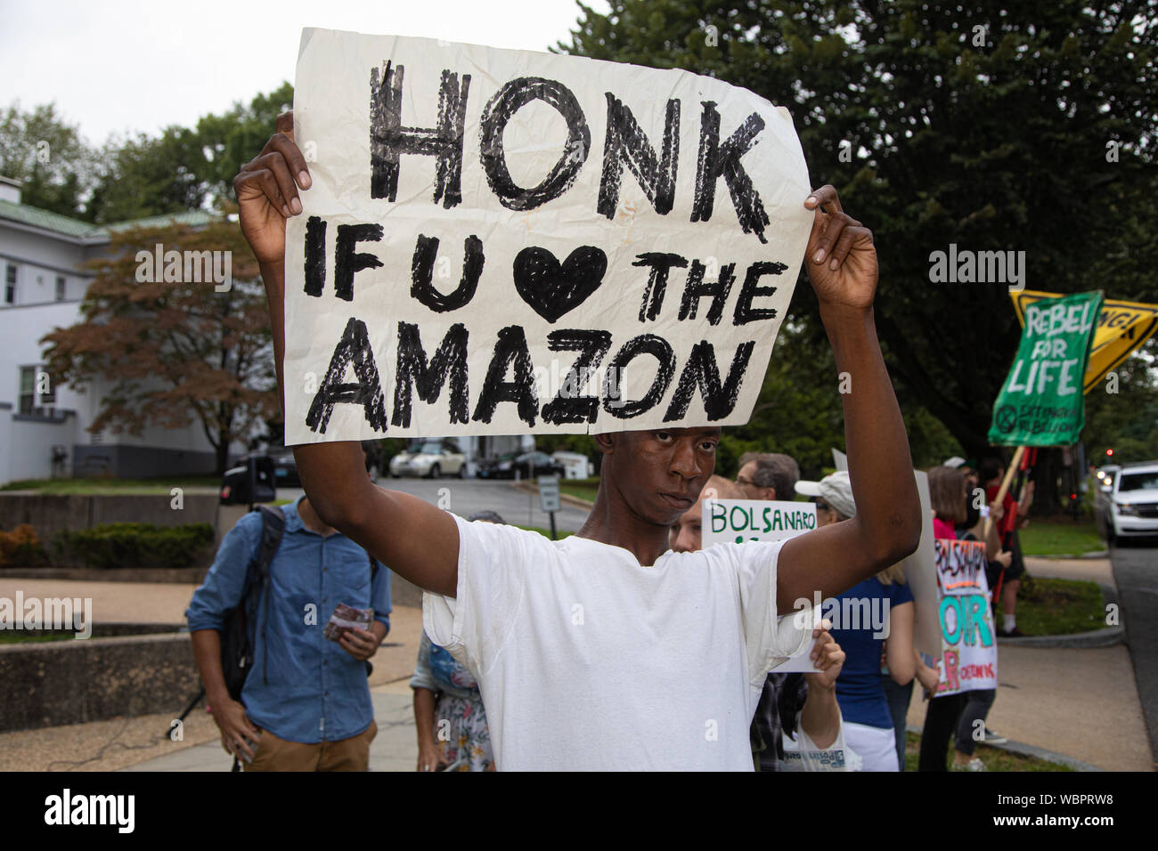 Washington DC, USA. 26th Aug, 2019. In response to the burning of the ...
