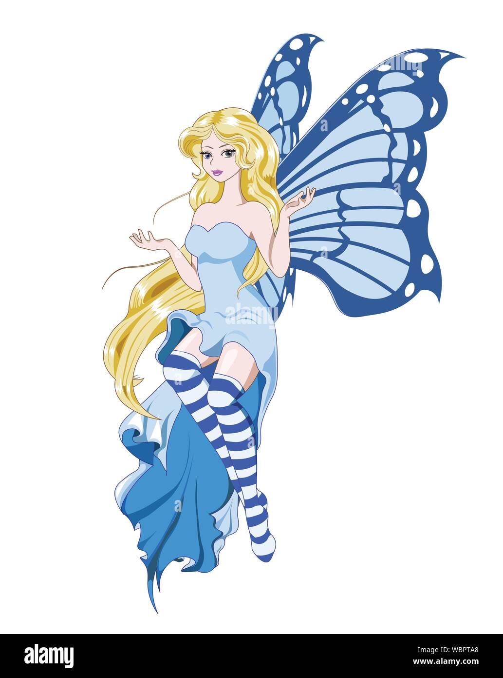 the great magic princess fairy butterfly, in a blue dress Stock Vector ...