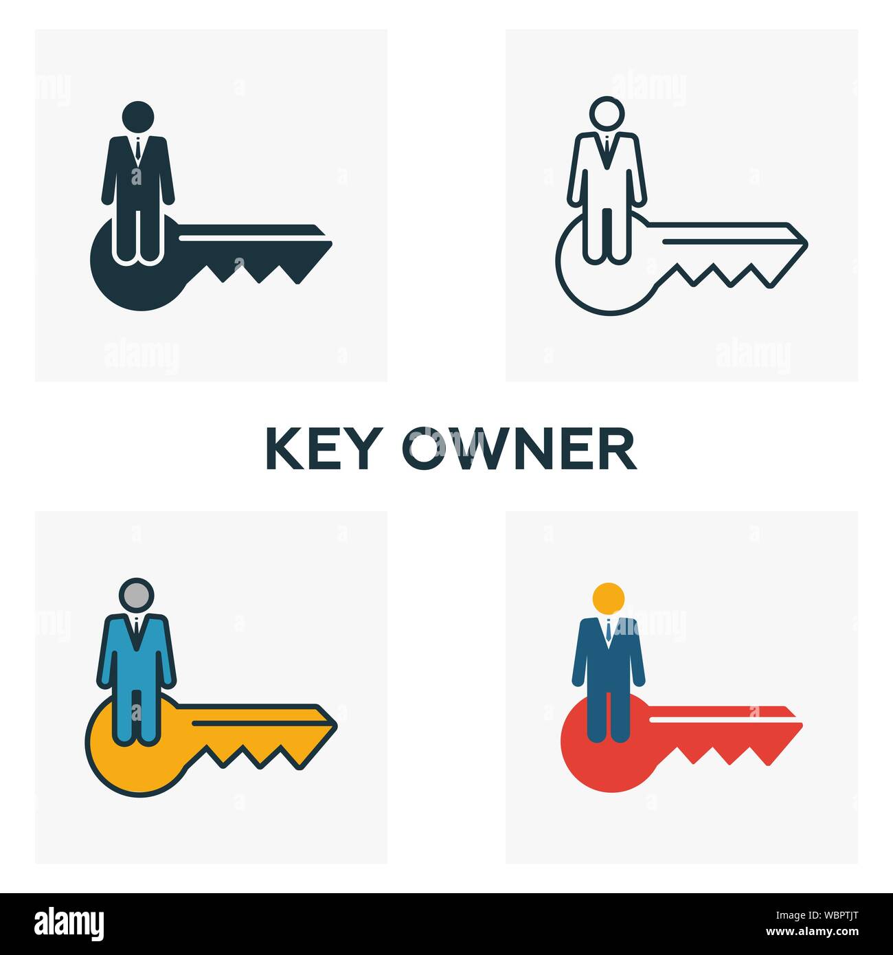 Key Owner Icon Set Four Elements In Diferent Styles From Blockchain Icons Collection Creative