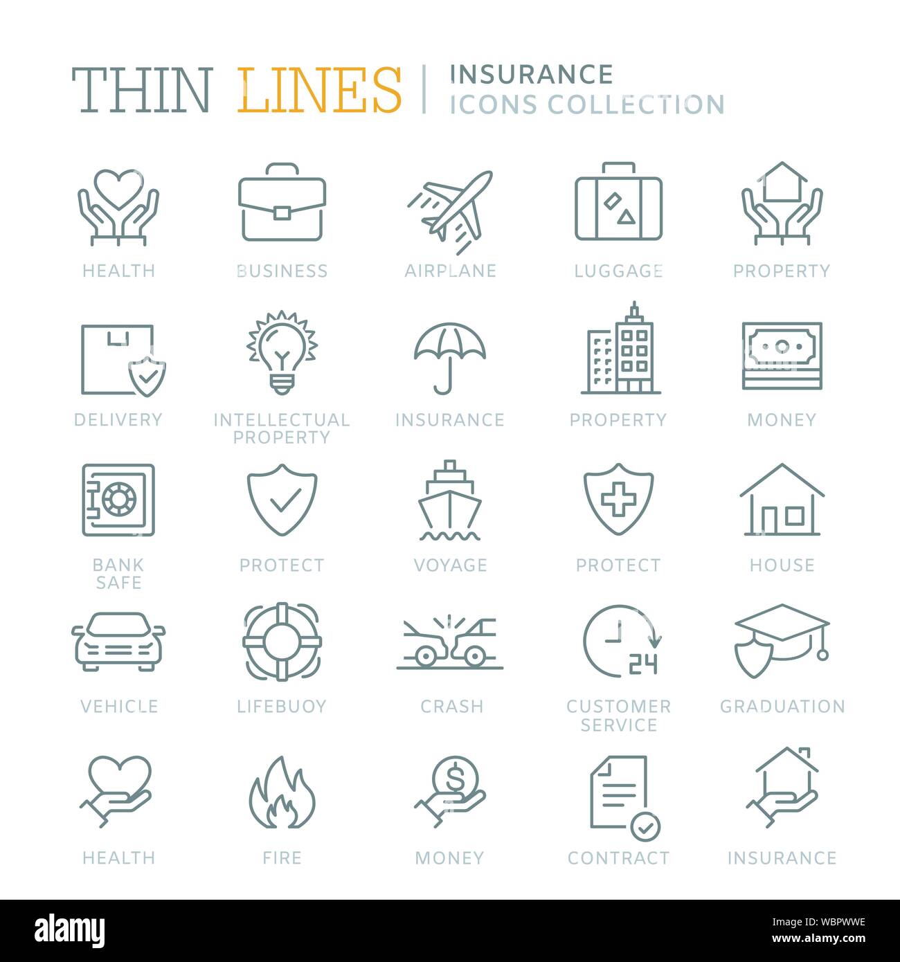 Collection insurance thin line hi-res stock photography and images - Alamy