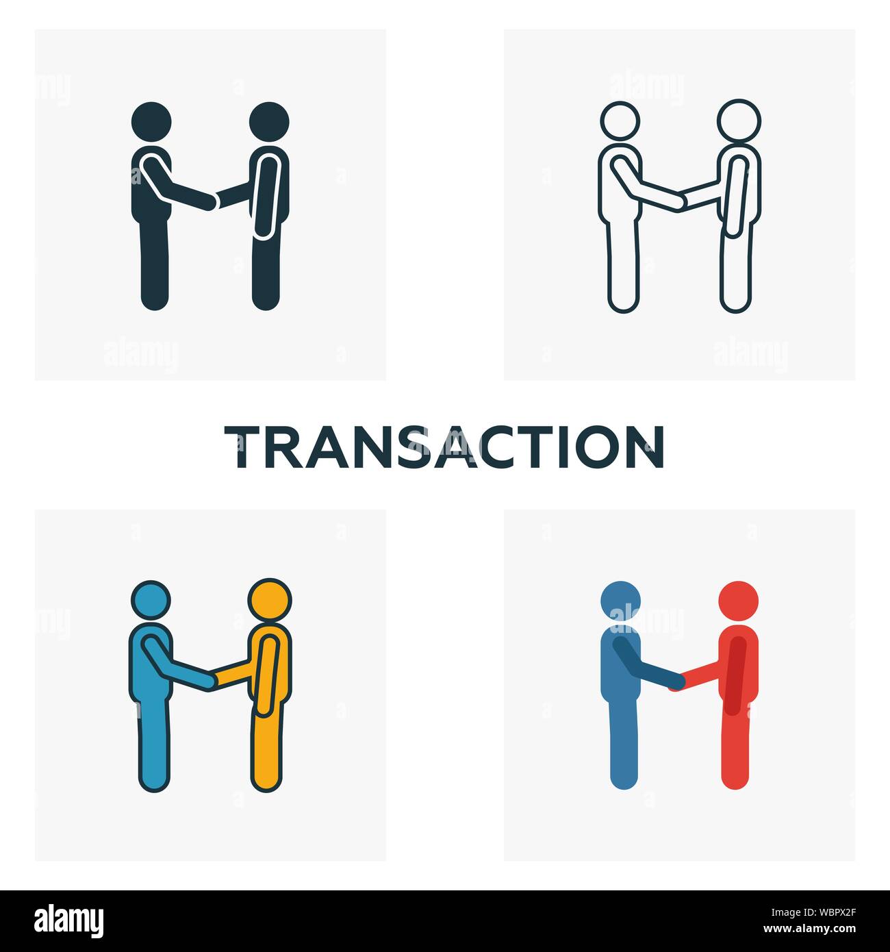 Transaction Icon Set Four Elements In Diferent Styles From Blockchain