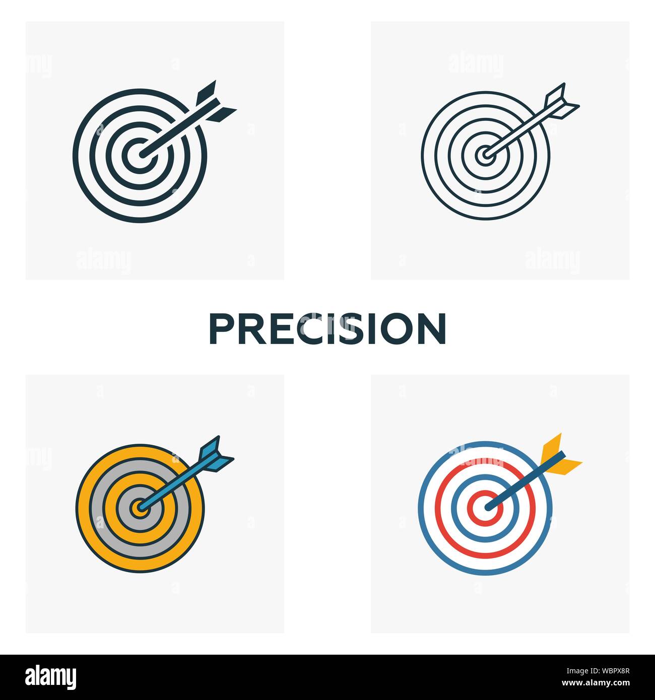 Precision icon set. Four elements in diferent styles from business ...