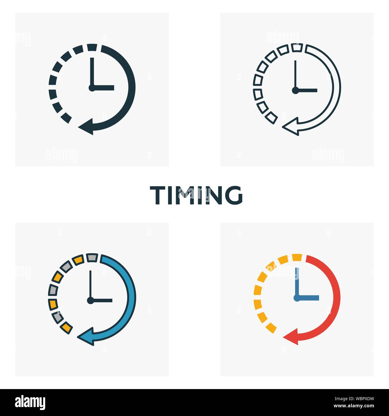 Timing icon set. Four elements in diferent styles from business icons ...