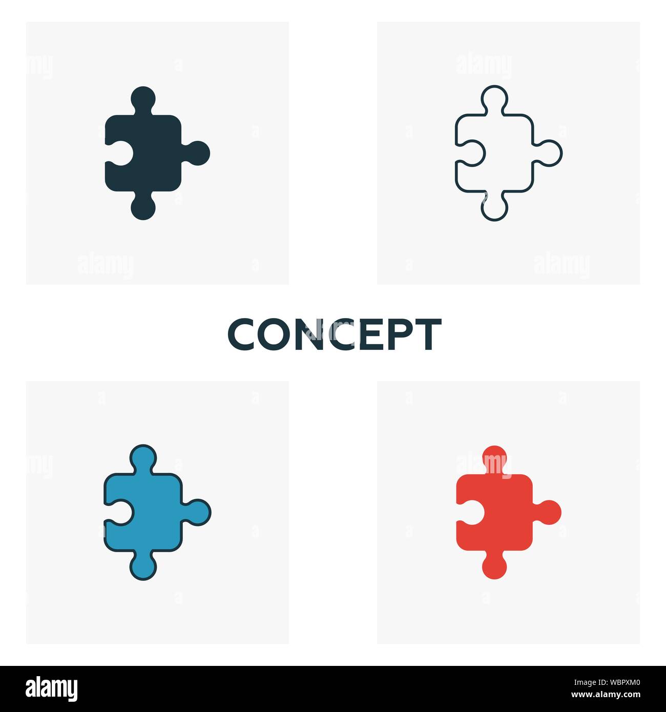 Concept icon set. Four elements in diferent styles from business icons ...