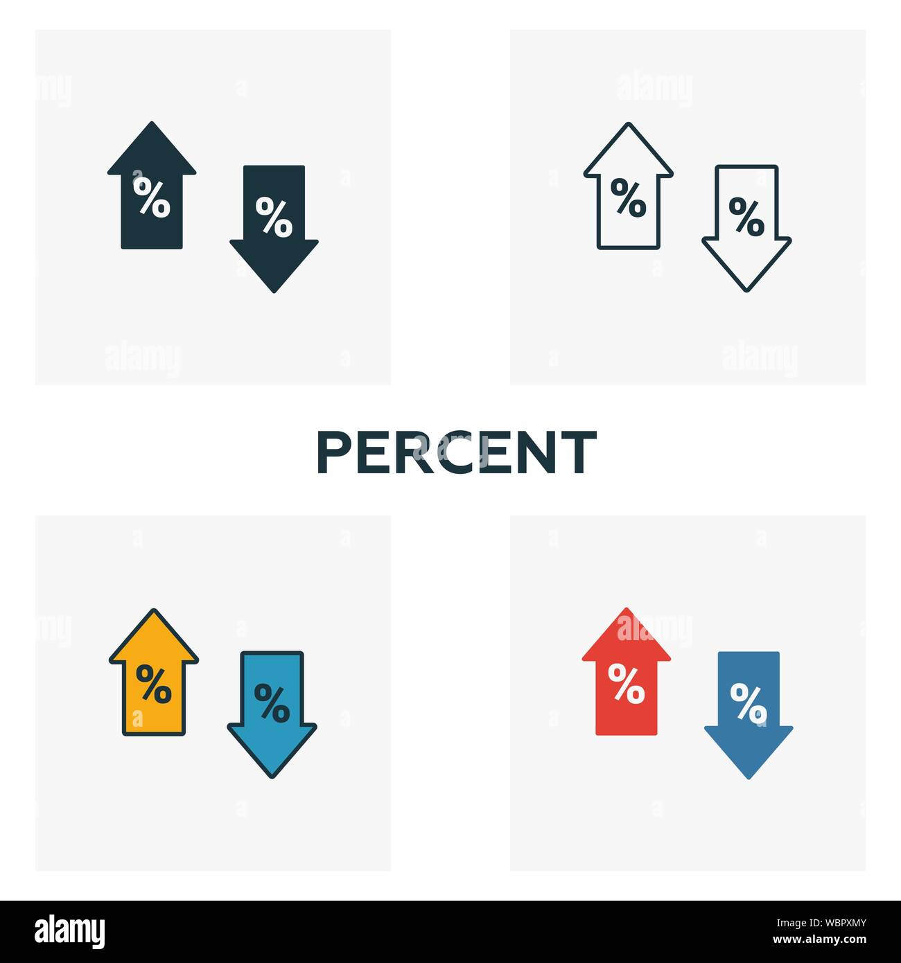Percent icon set. Four elements in diferent styles from business icons ...