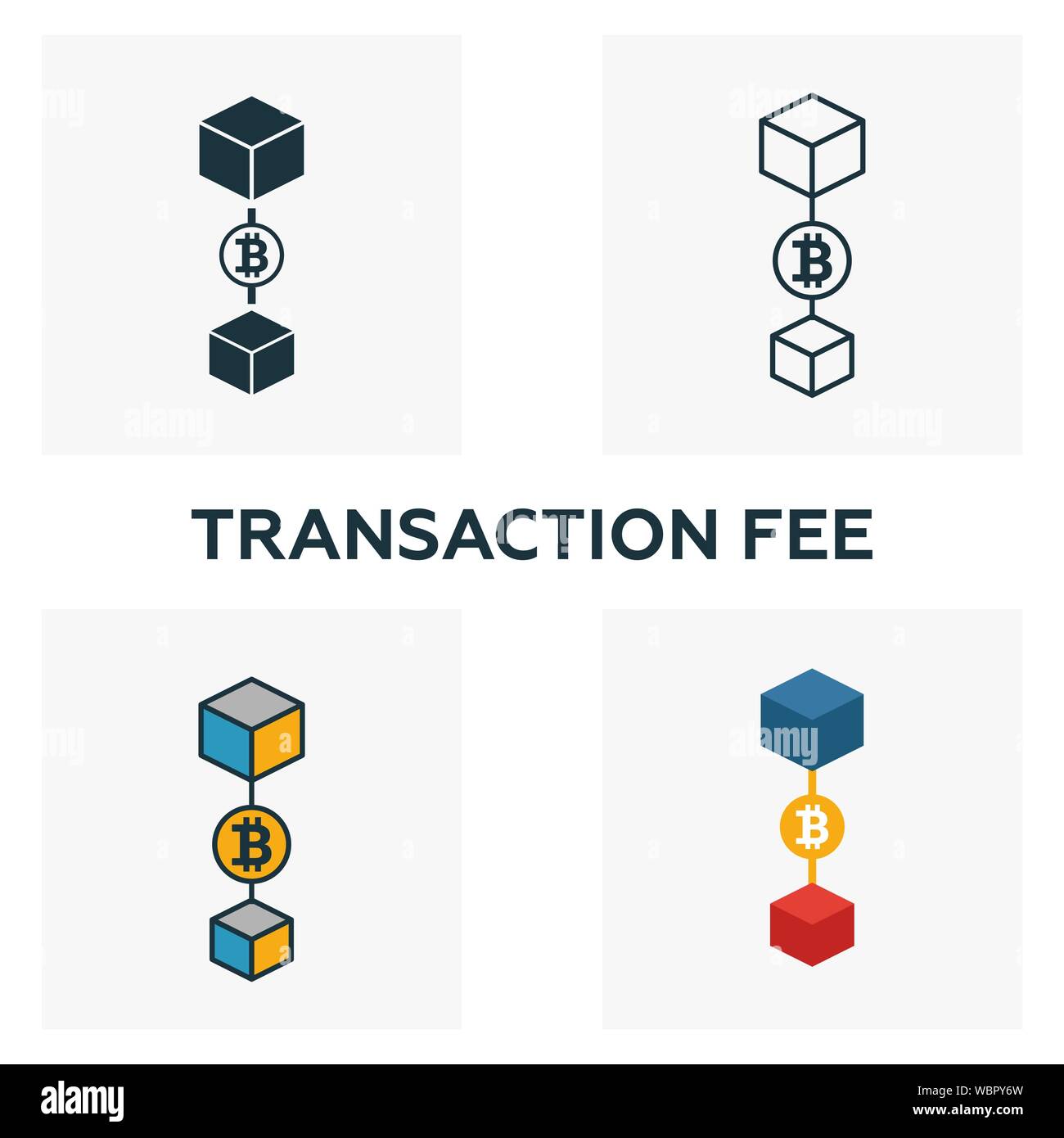 Transaction Fee Icon Set Four Elements In Diferent Styles From