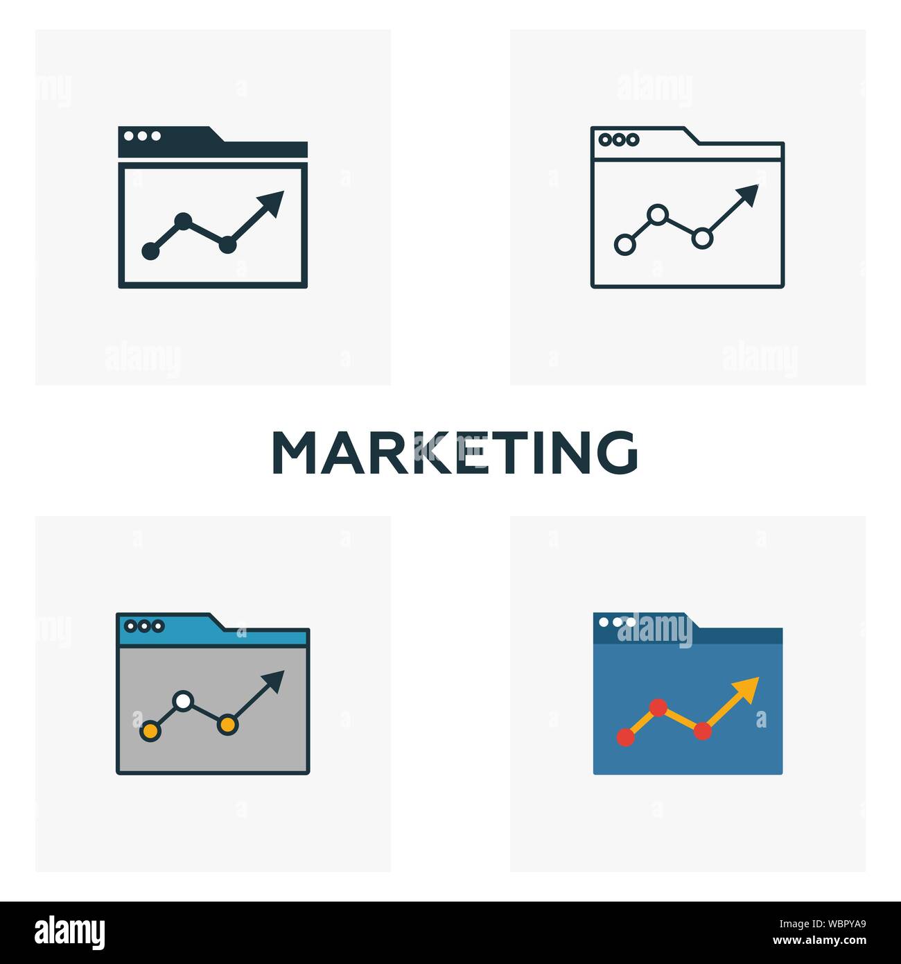 Marketing icon set. Four elements in diferent styles from business ...