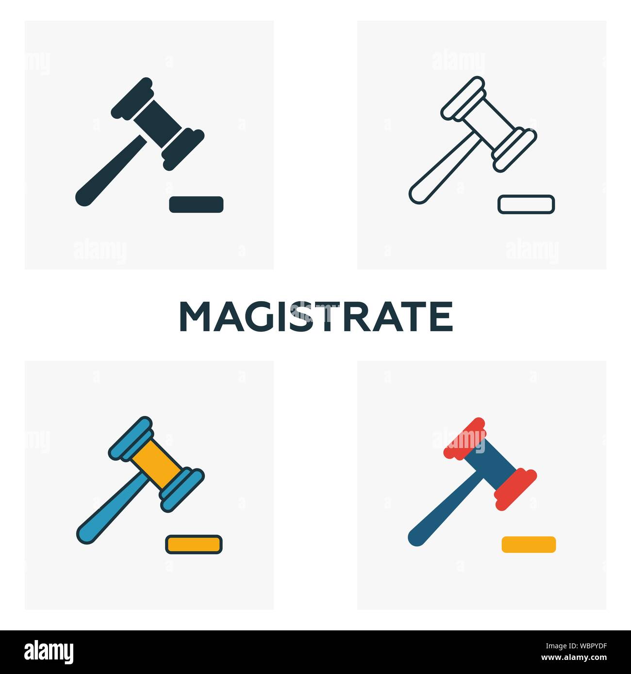 Magistrate icon set. Four elements in diferent styles from business ...