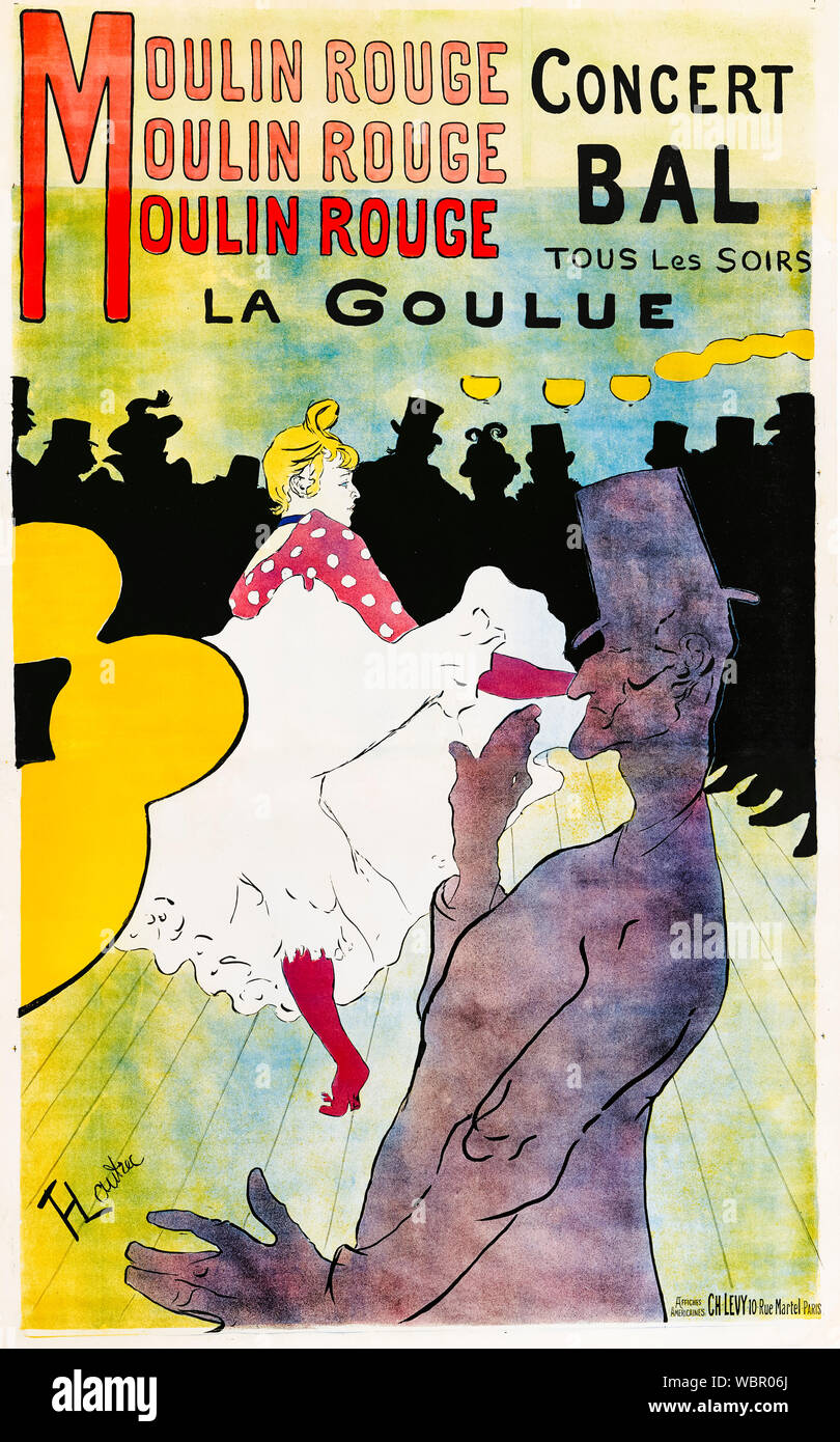 Henri de Toulouse Lautrec, poster, Moulin Rouge, La Goulue, 1891 Stock ...