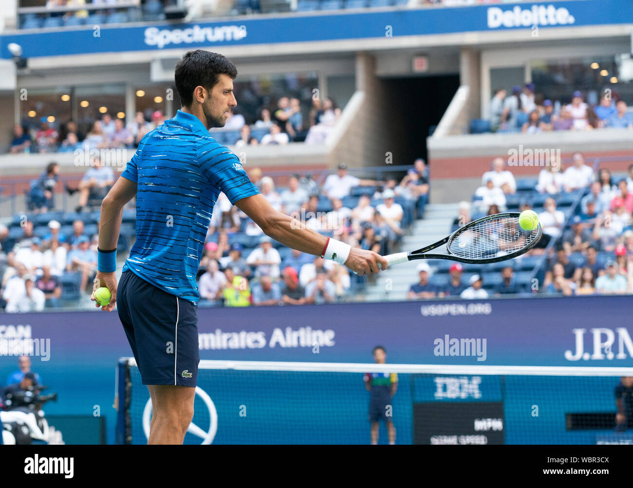 New York, USA. 26th Aug, 2019. Novak Djokovic (Serbia) prepares to ...