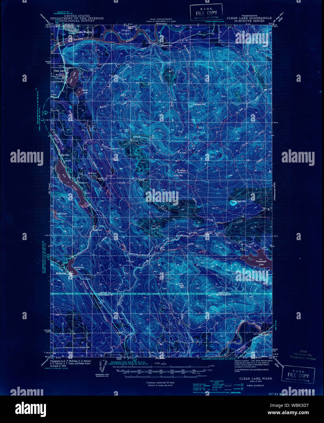USGS Topo Map Washington State WA Clear Lake 240565 1944 62500 Inverted ...