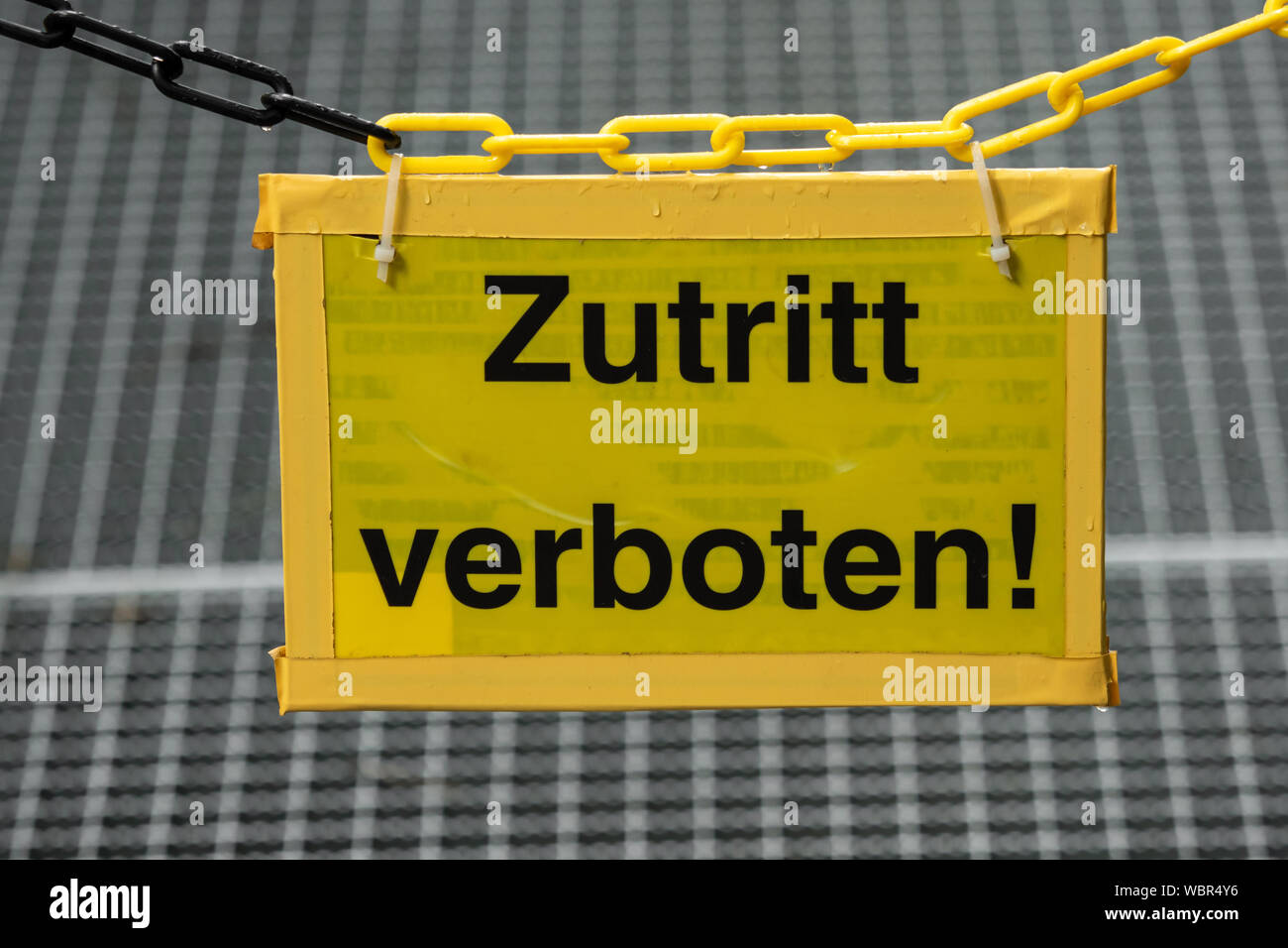 A warning sign says: Access is prohibited Stock Photo - Alamy