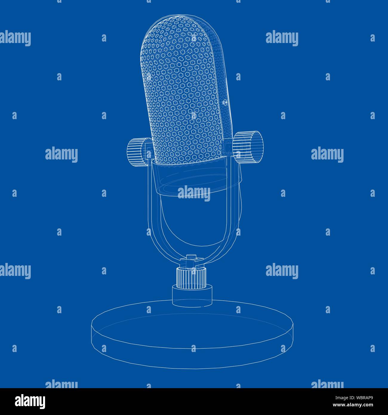Outline vintage microphone vector. Wire-frame style. The layers of ...