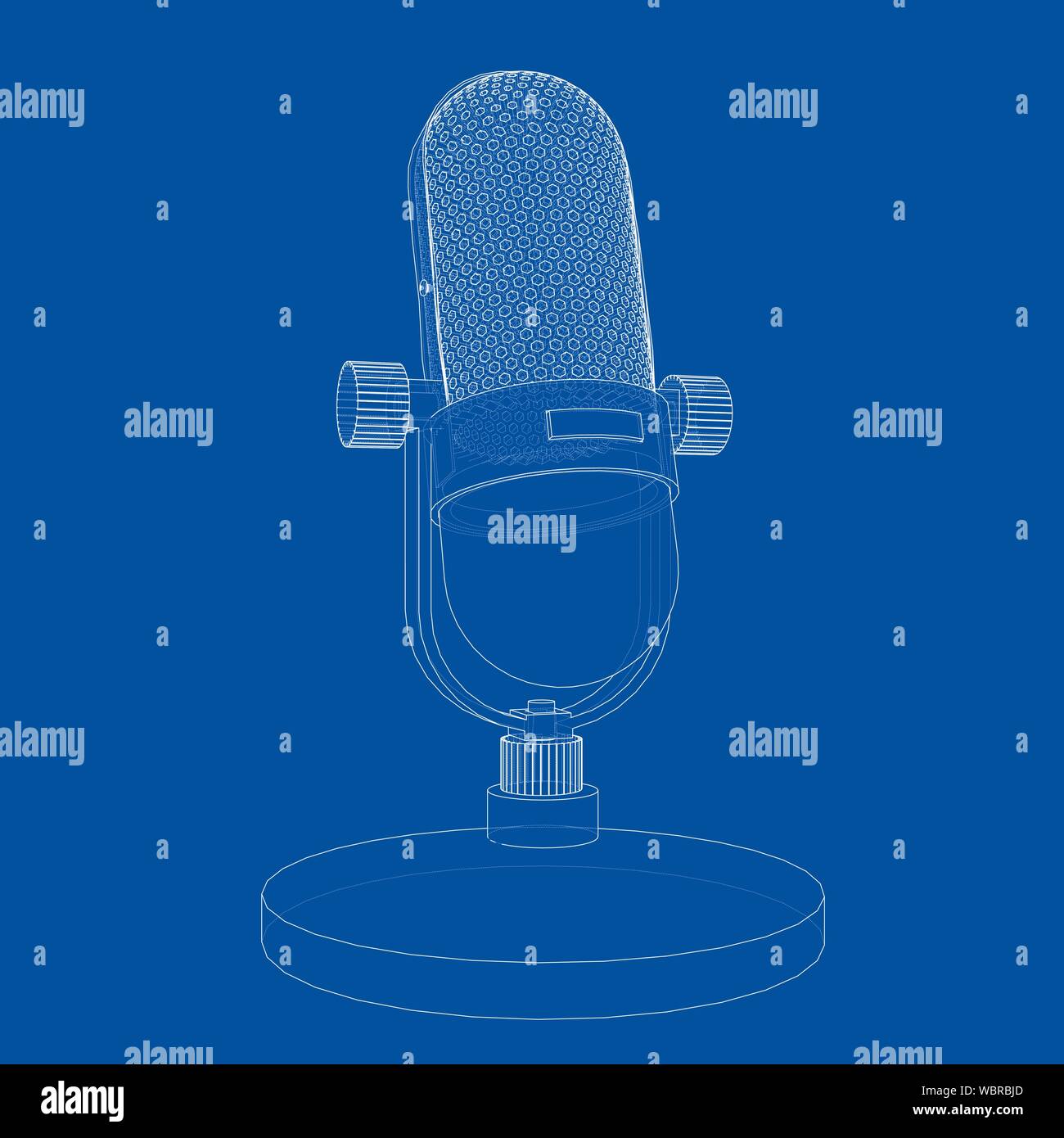 Outline vintage microphone vector. Wire-frame style. The layers of ...