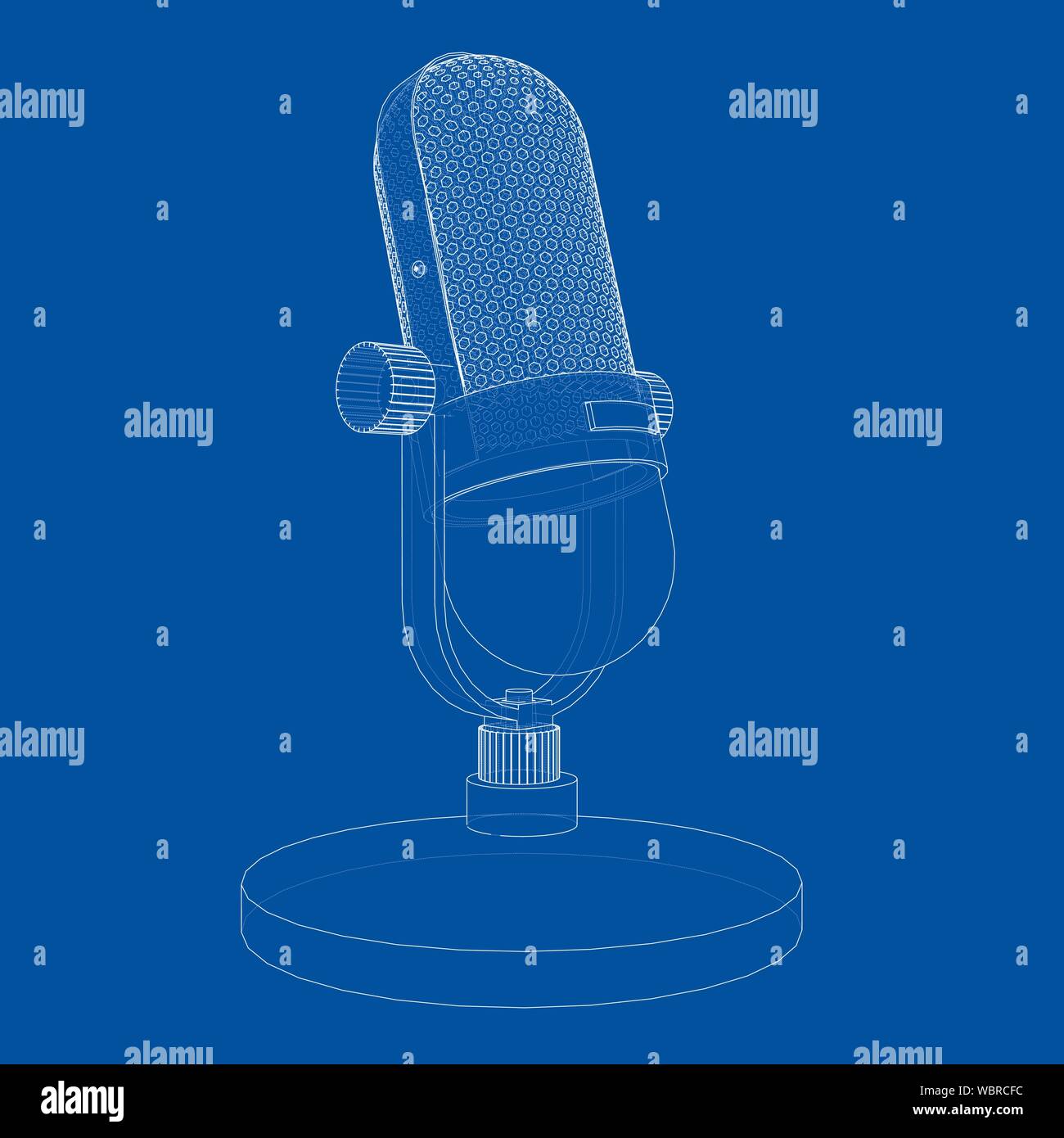 Outline vintage microphone vector. Wire-frame style. The layers of ...
