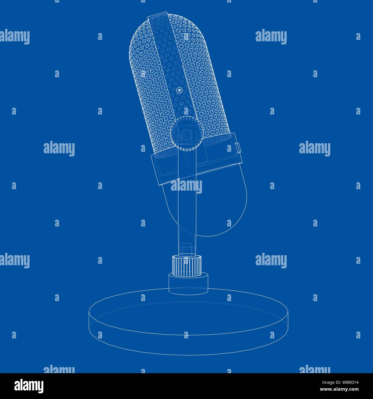 Outline vintage microphone vector. Wire-frame style. The layers of ...