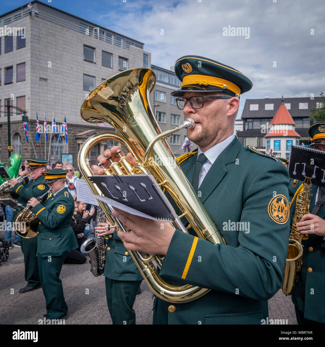 Marching band, Iceland's Independence Day, Reykjavik, Iceland Stock ...