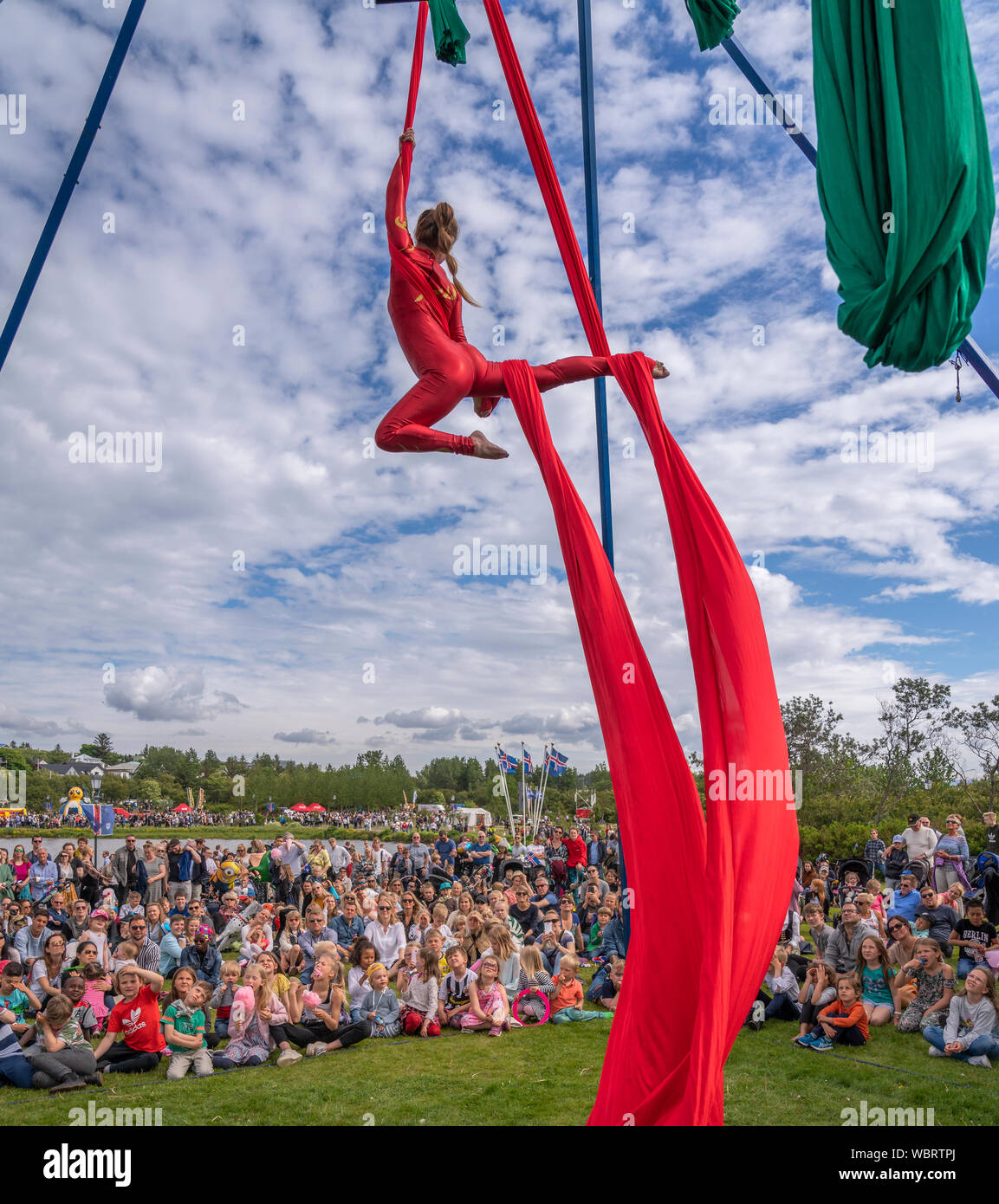 Aerial silk dance, Iceland's Independence Day, Reykjavik, Iceland Stock ...