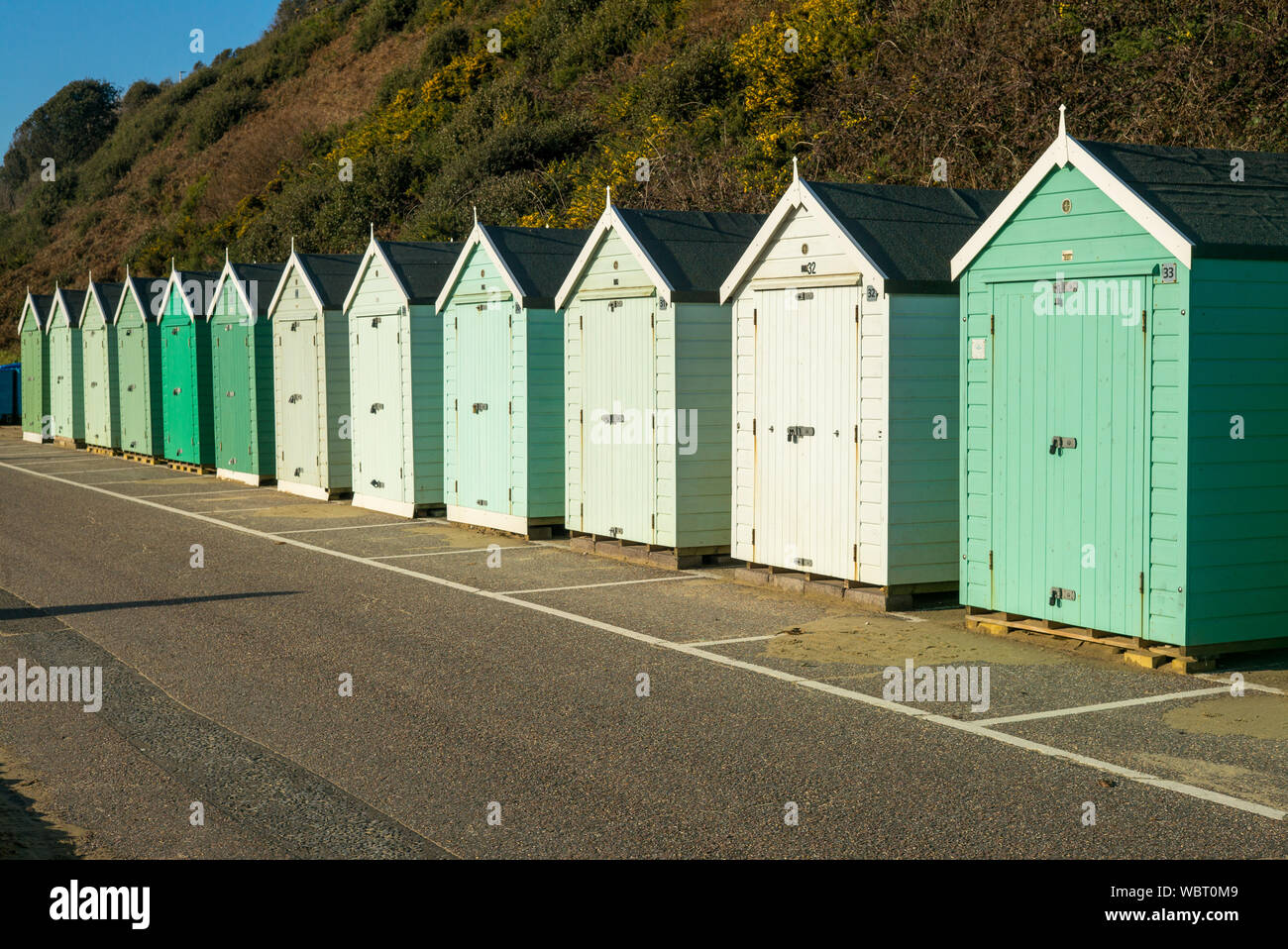 UK seaside beaches and huts Stock Photo - Alamy