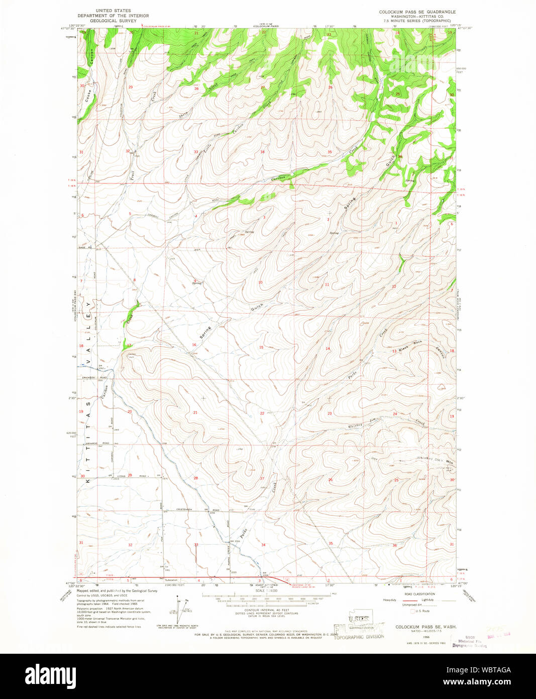 USGS Topo Map Washington State WA Colockum Pass SE 240597 1966 24000 ...