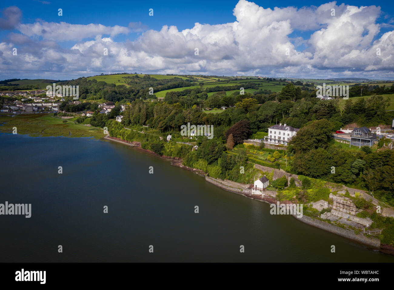 Aerial view of Laugharne in Wales, the location of the writer Dylan ...
