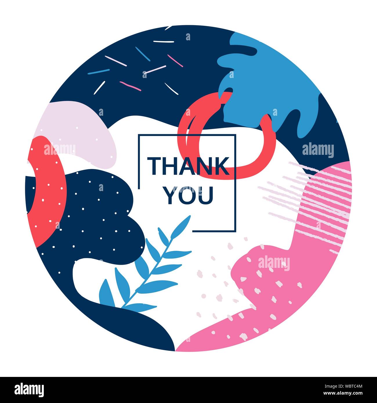 Thank you round poster - modern colorful retro style banner Stock ...