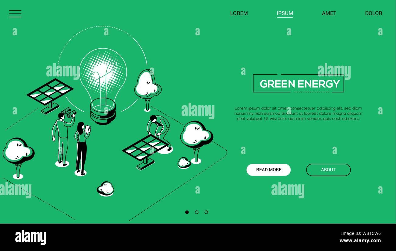 Green energy - line design style isometric web banner Stock Vector ...