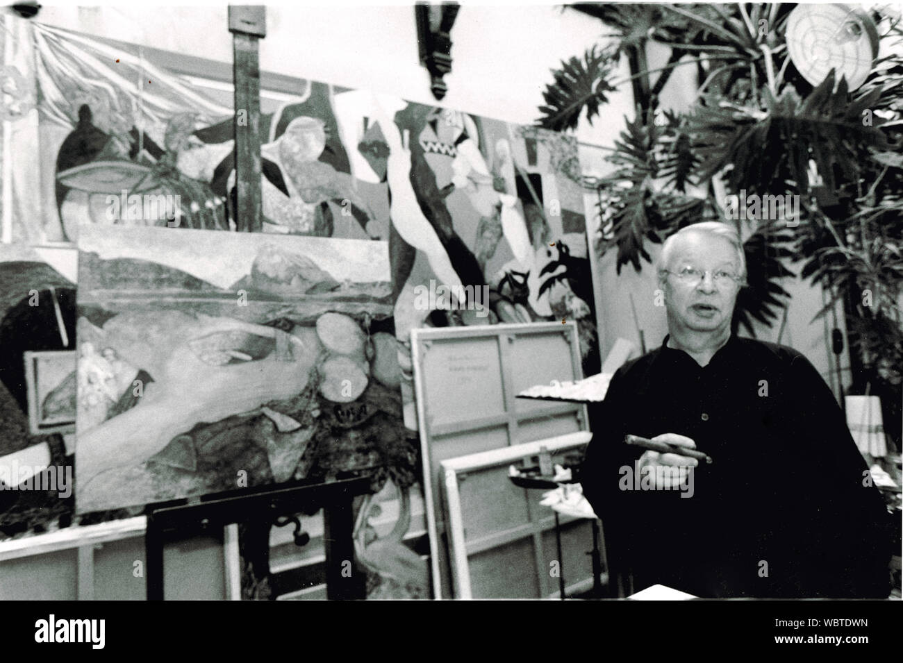 Max Schoendorff, portrayed in his personal art library, Lyon, France ...