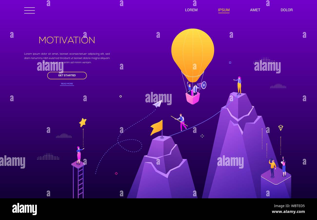 Motivation - modern colorful isometric vector web banner Stock Vector ... Motivation - modern colorful isometric vector web banner Stock Vector ...