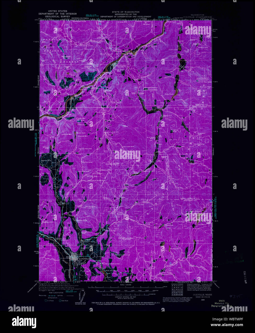 Colville washington map hi-res stock photography and images - Alamy