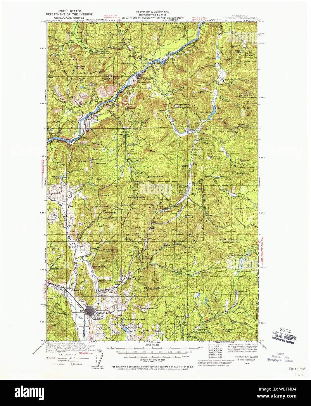 Map of colville washington hi-res stock photography and images - Alamy