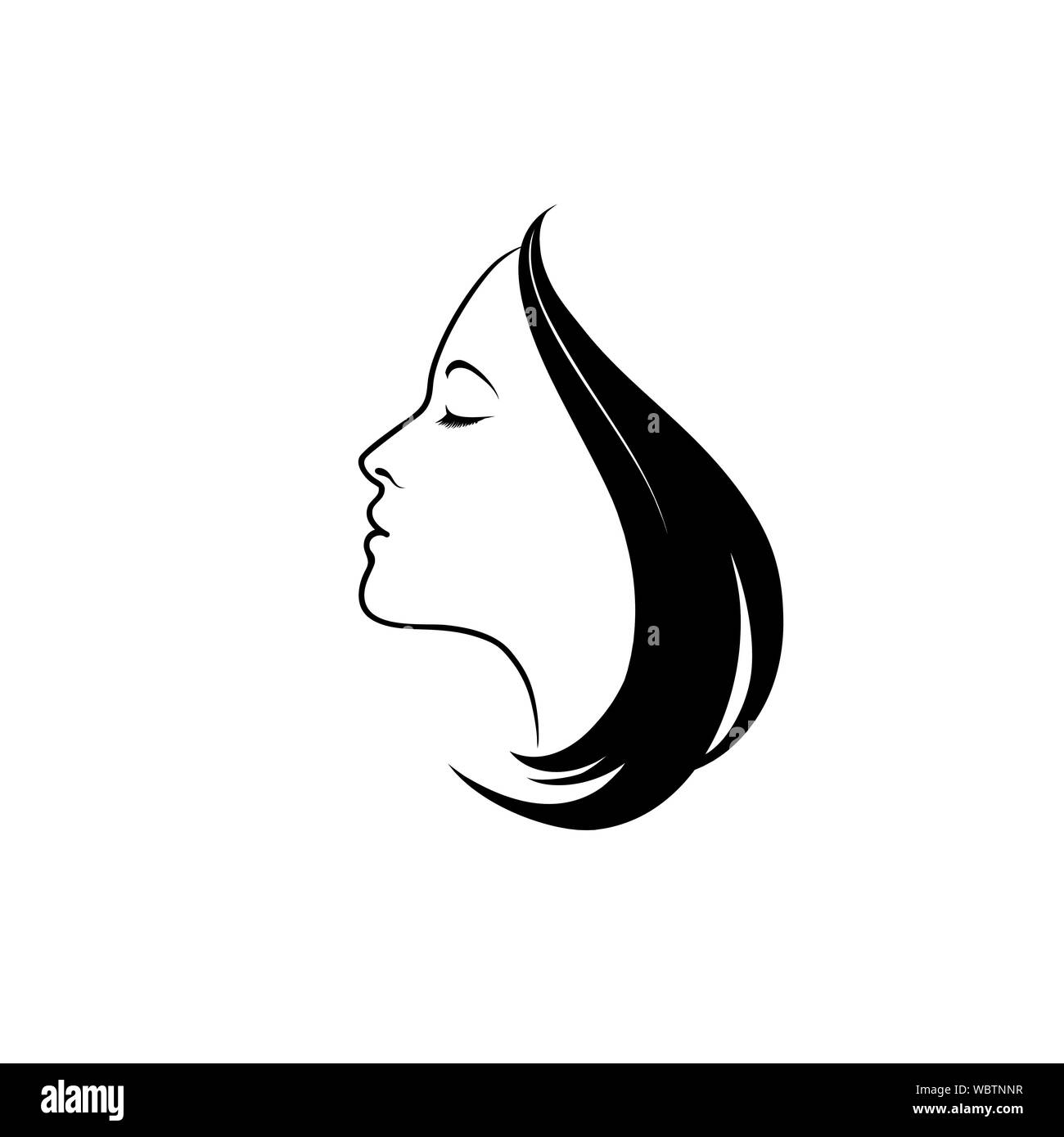 Beauty logo. Beautiful woman silhouette. Line art drawn female face ...