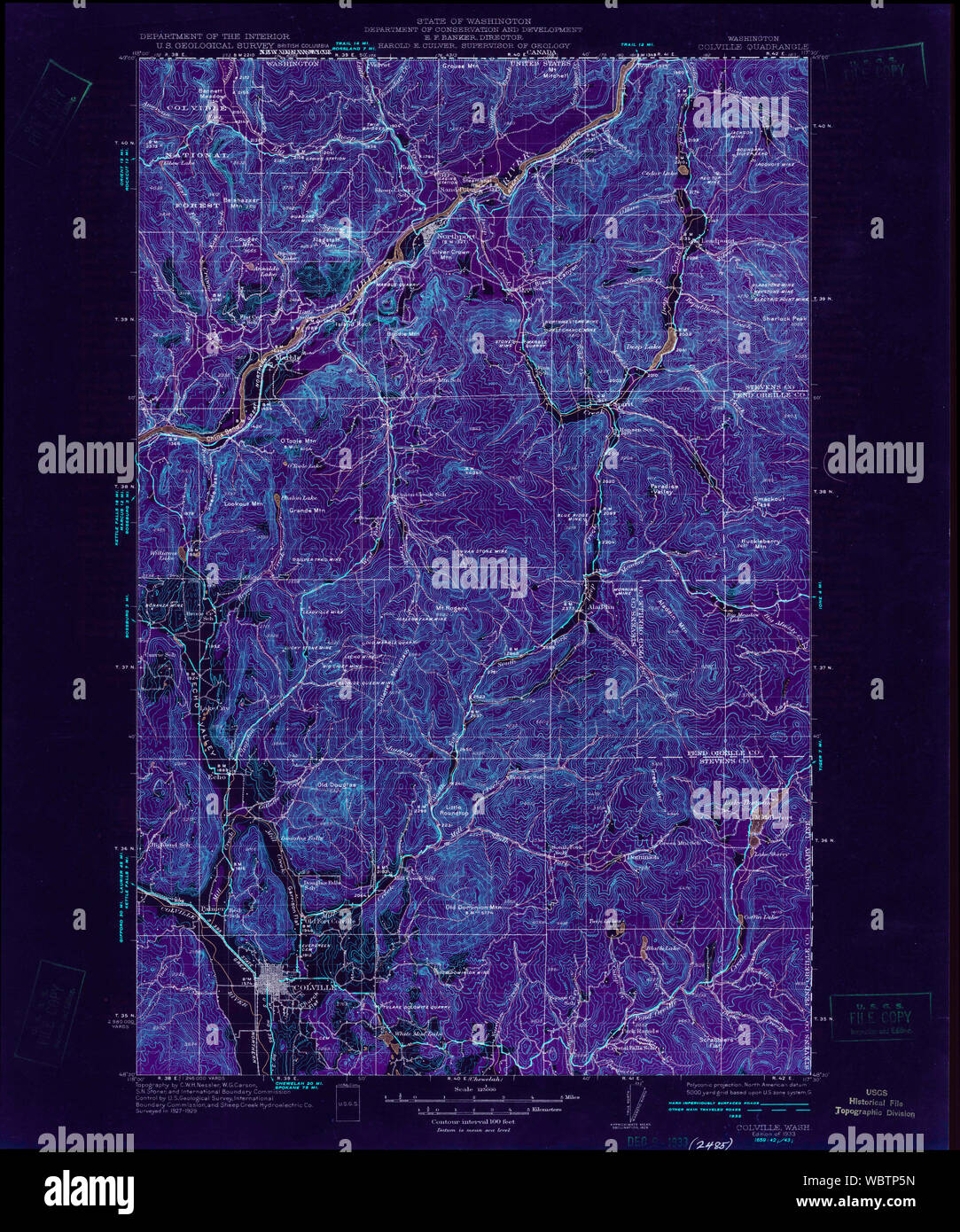Map of colville washington hi-res stock photography and images - Alamy