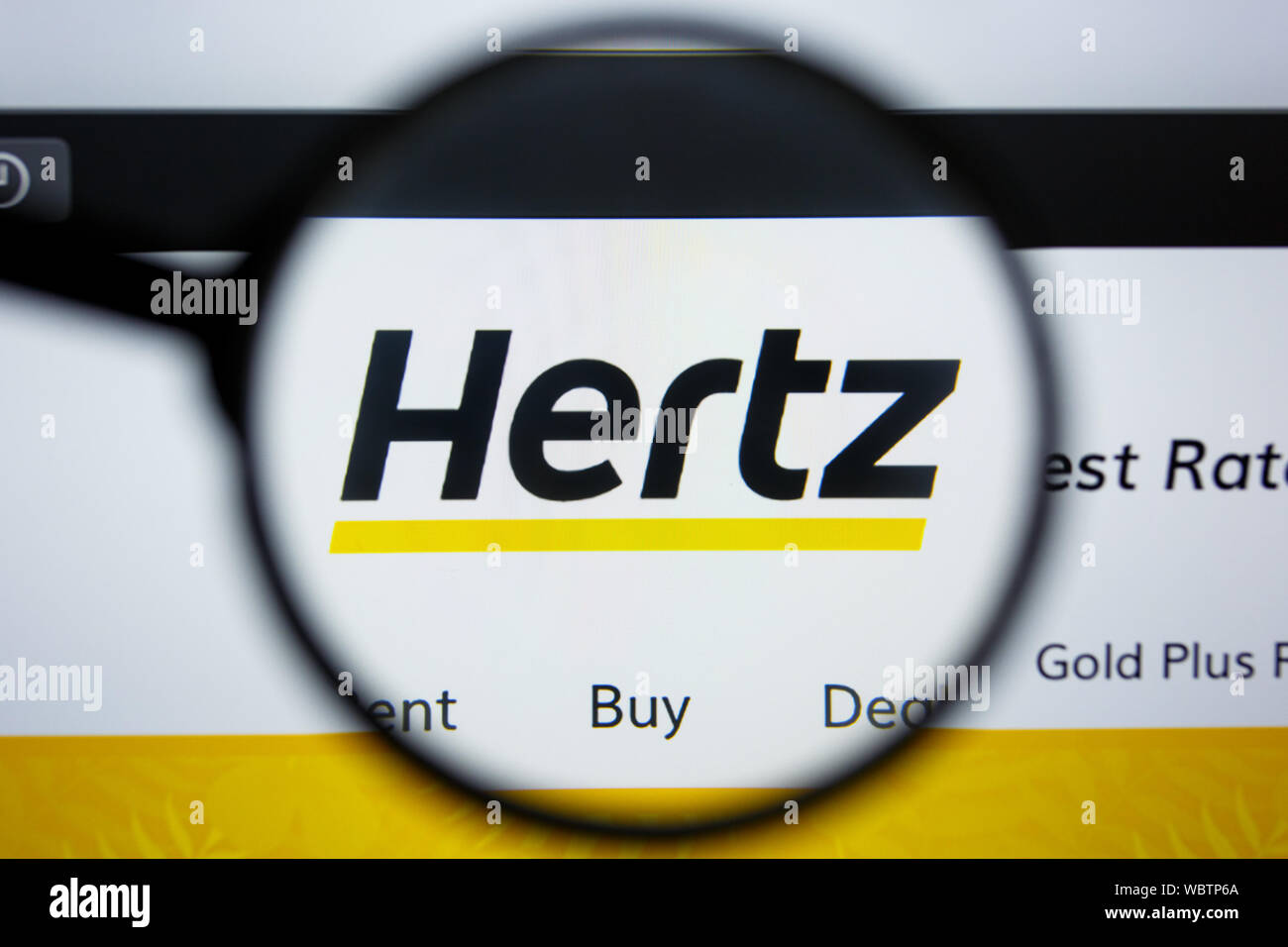 Los Angeles, California, USA - 21 Jule 2019: Illustrative Editorial of HERTZ website homepage ...