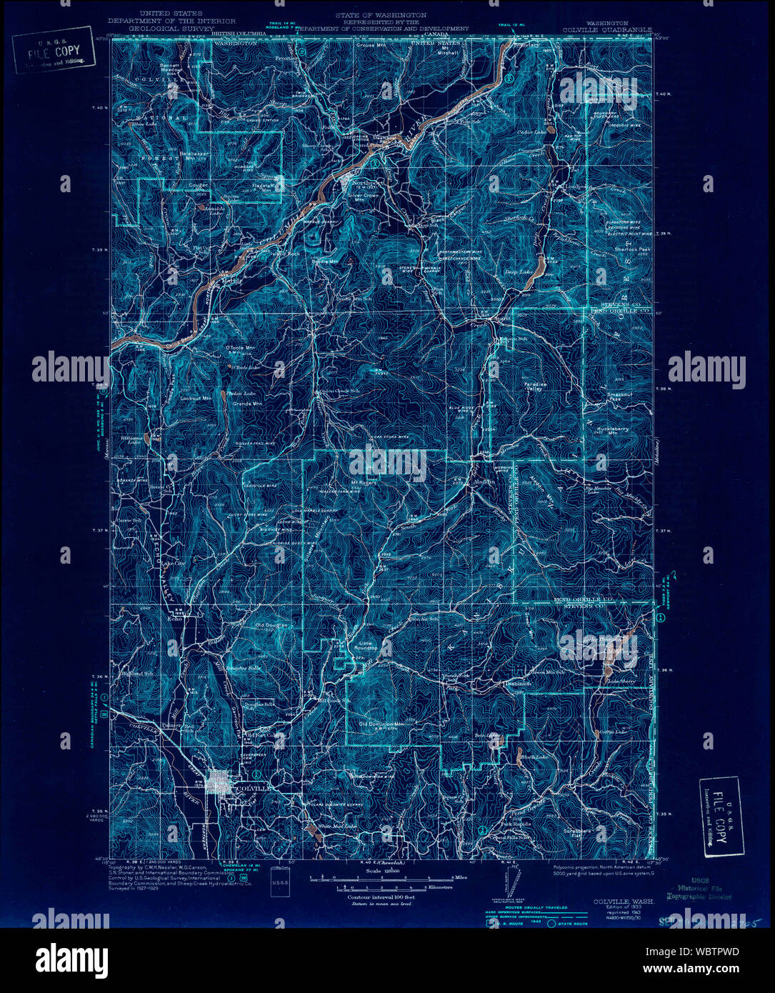 Colville washington map hi-res stock photography and images - Alamy