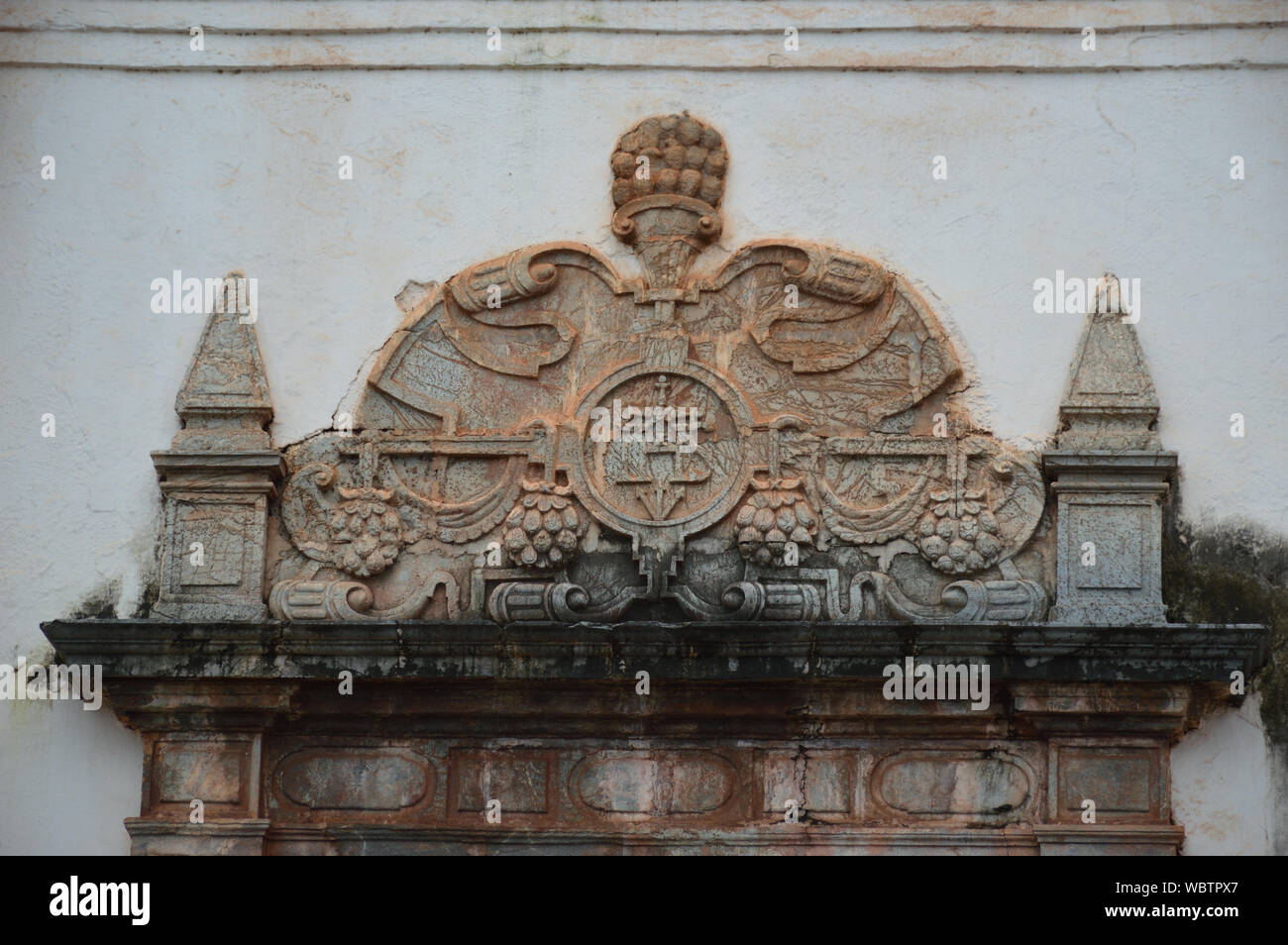 Stone carving of the window of the Sé Catedral de Santa Catarina or Se ...